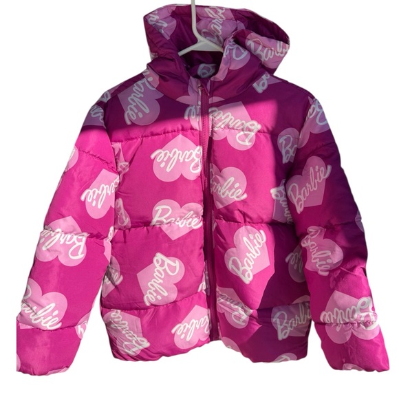 Barbie | Jackets & Coats | Barbie Fuchsia Logo Puffer Coat For Kids ...